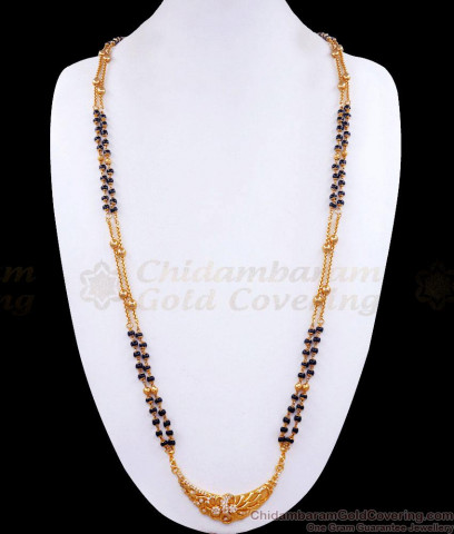 Double Line Black Beads Thali Gold Chains For Married Womens THAL99
