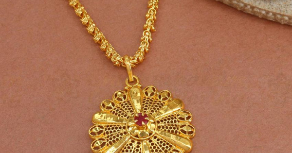One Gram Gold Chain With Ruby Stone Dollar BGDR1188