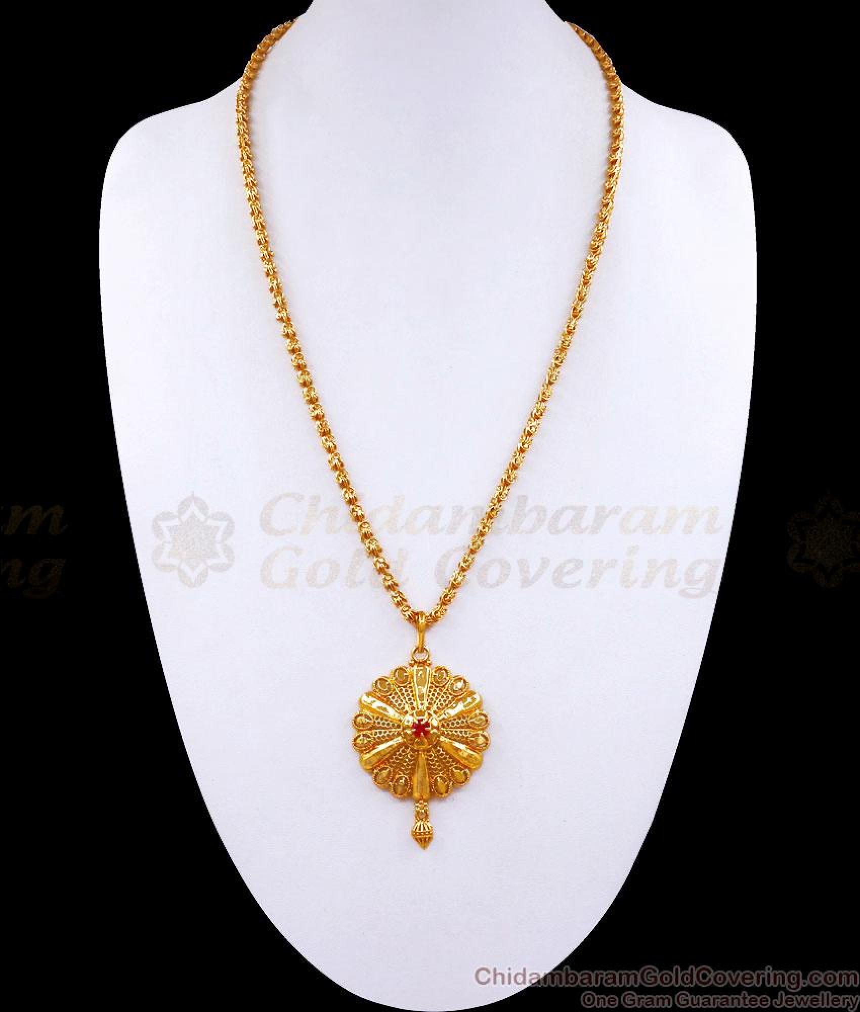 One Gram Gold Chain With Ruby Stone Dollar BGDR1188