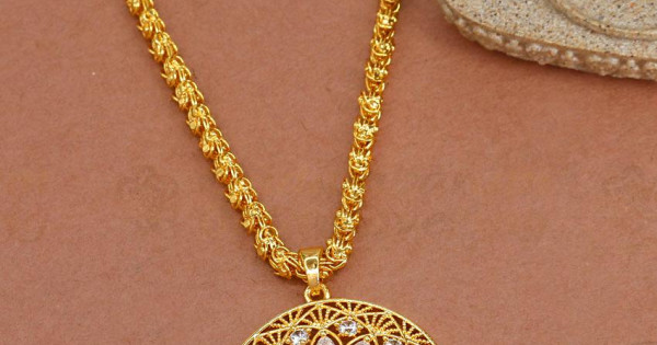 American Diamond Pendant With Gold Chain Stylish Women Jewelry BGDR1201