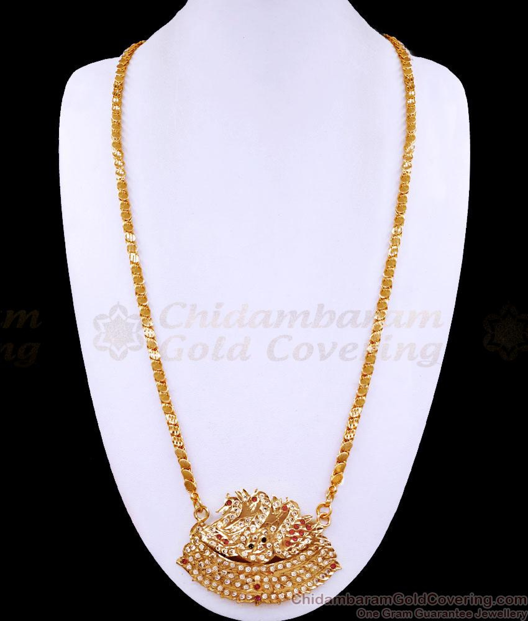 30 Inch Long Latest 3 Swan Impon Pendant Gold Chain For Ladies BGDR1203-LG