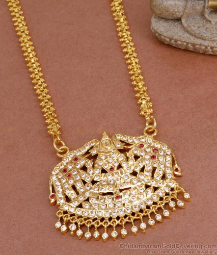 Traditional One Gram Gold Swan Design Impon Multi Color Stone Dollar ...