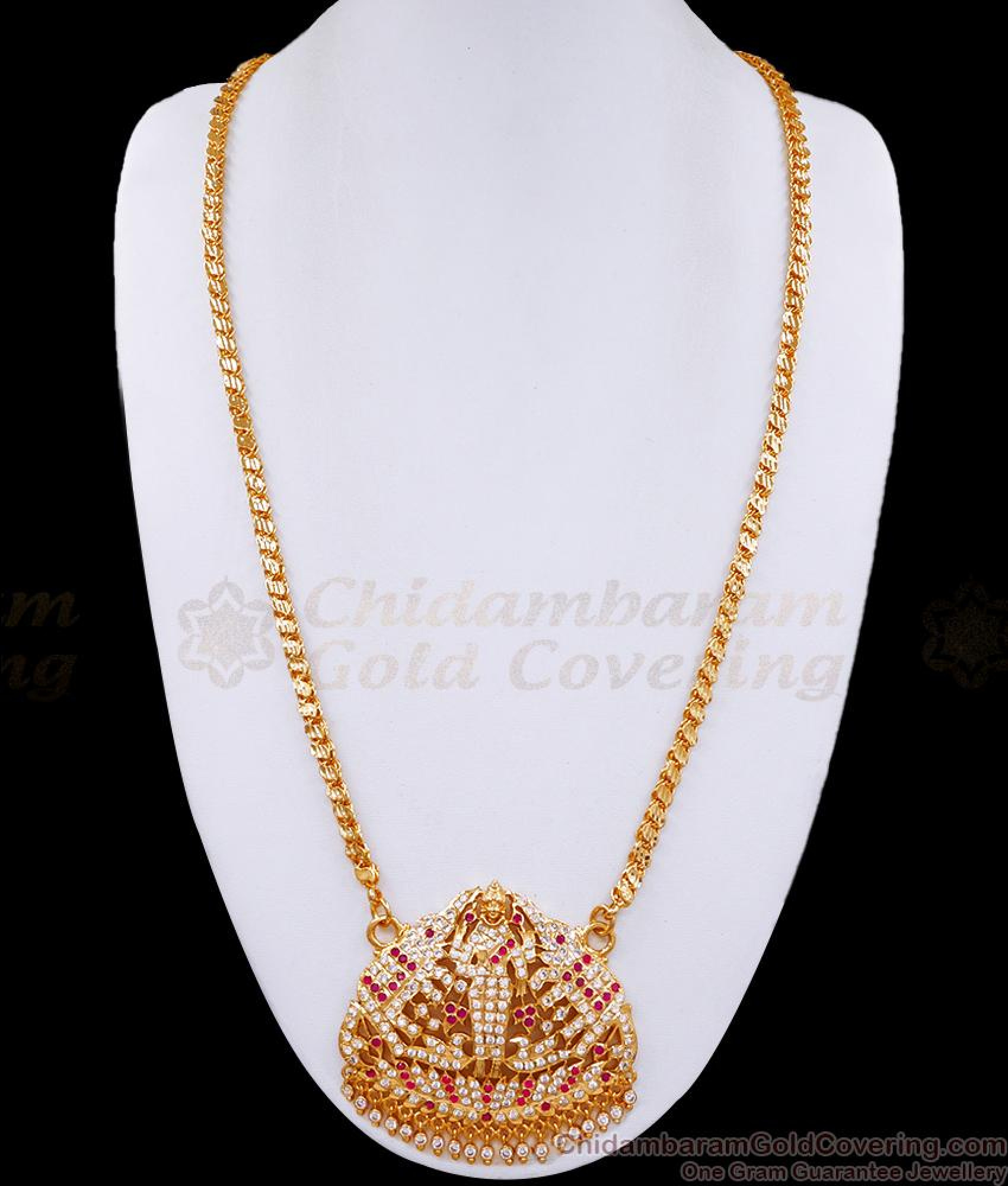 30 Inch Long Very Big Impon Gajalakshmi Dollar With Long Gold Chain ...