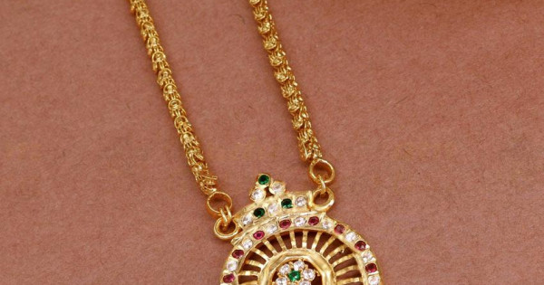 5 Metal Impon Vishnu Dollar Sangu Pendant Chain With Stones Shop Online ...