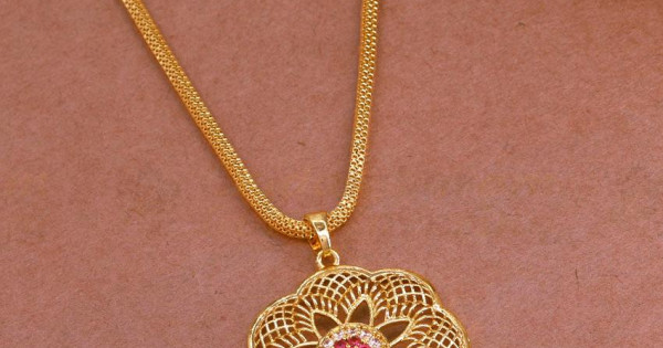 New Ruby White Stone Flower Dollar With Snake Chain Design BGDR1235