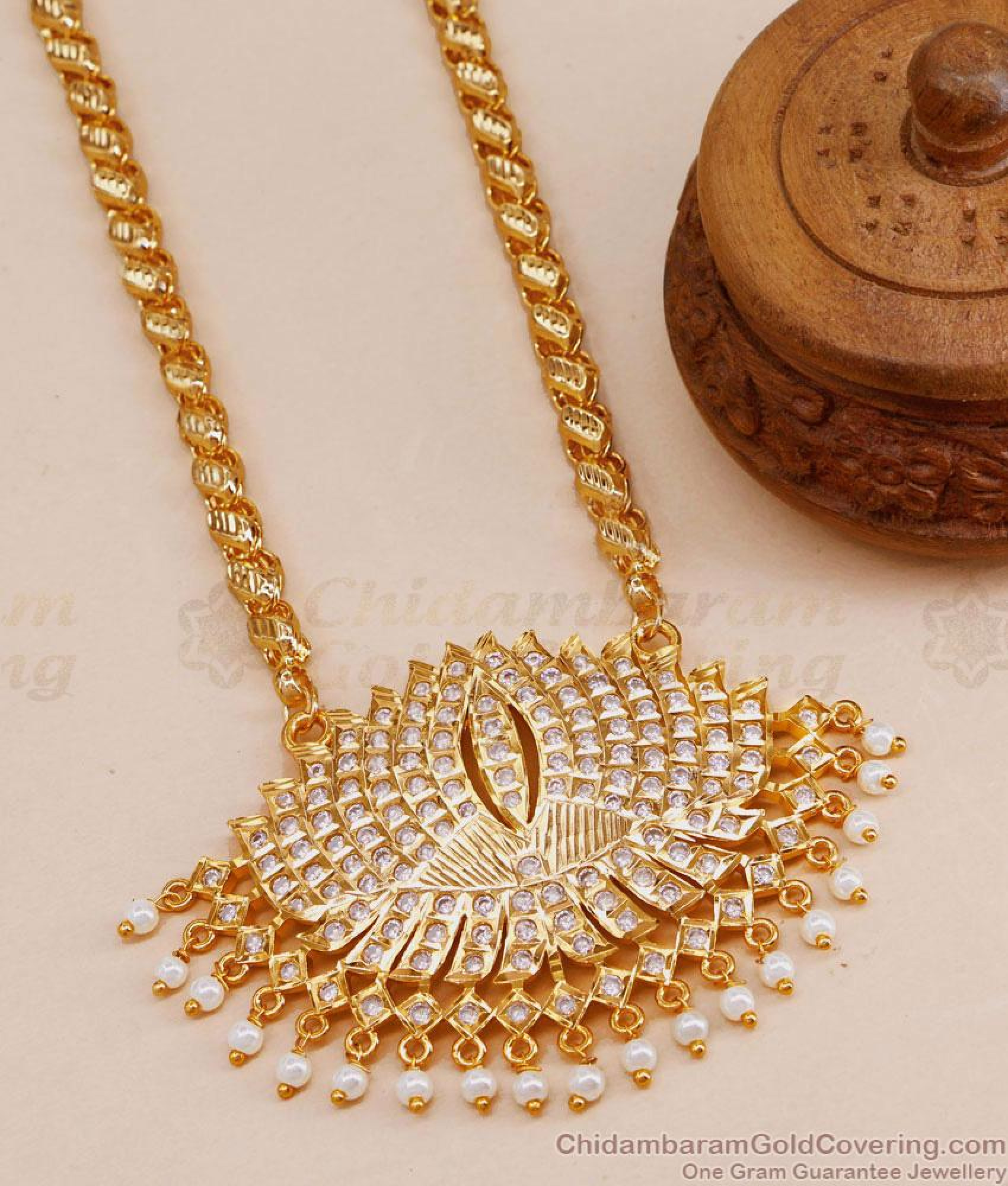 30 Inch Long Original Impon Lotus Dollar Gold Finish Chain For Women ...
