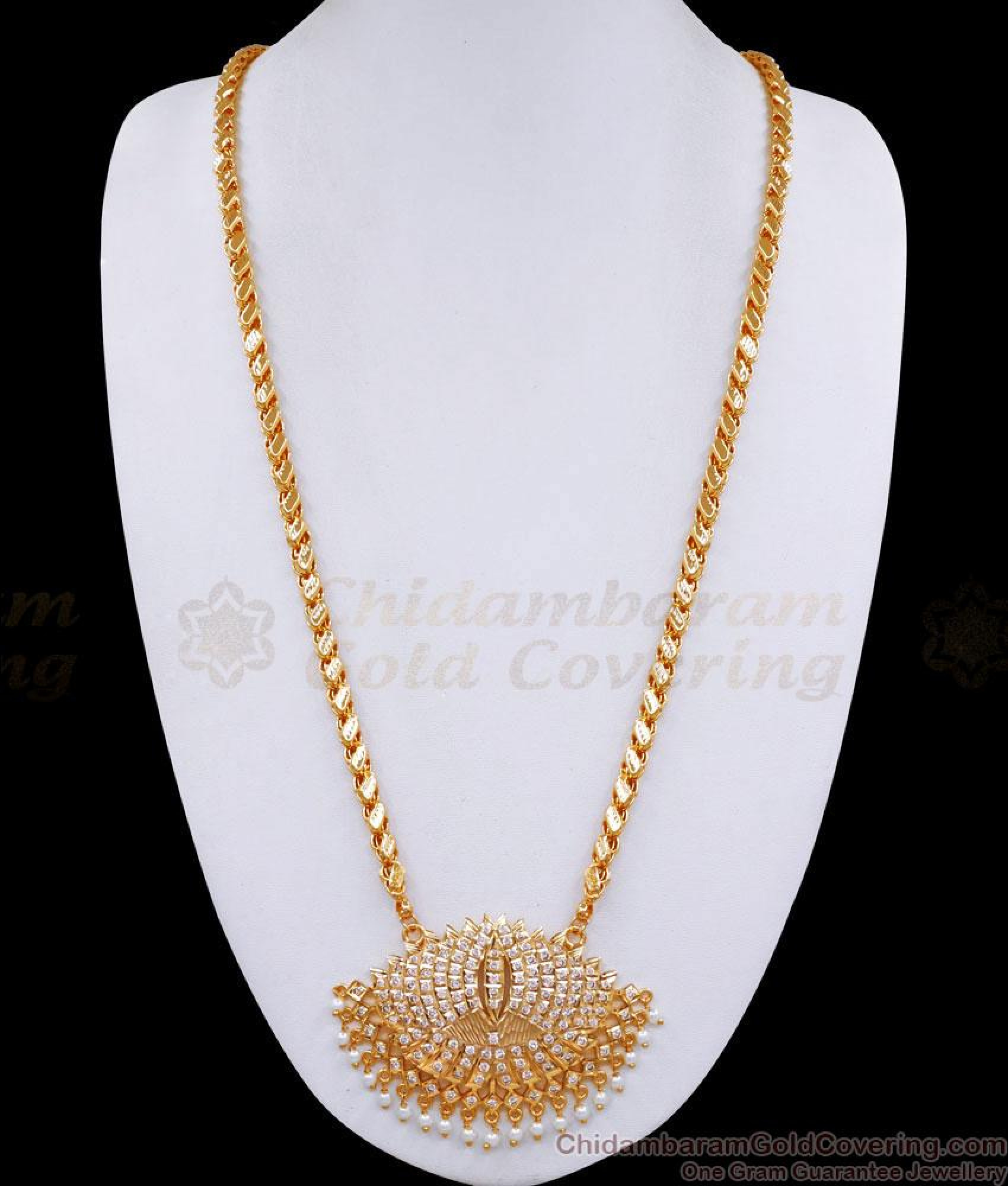 30 Inch Long Original Impon Lotus Dollar Gold Finish Chain For Women ...