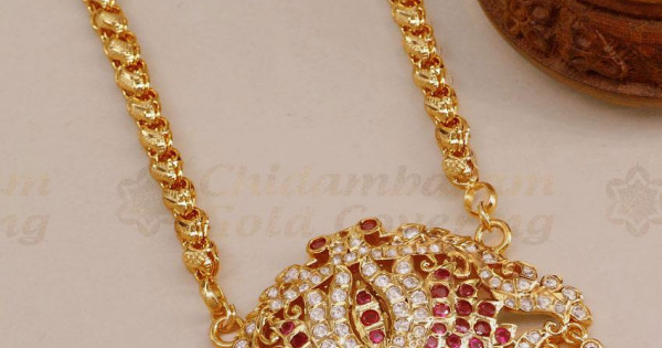 Unique Impon Lotus Dollar Chain Ruby White Stone Design BGDR1283