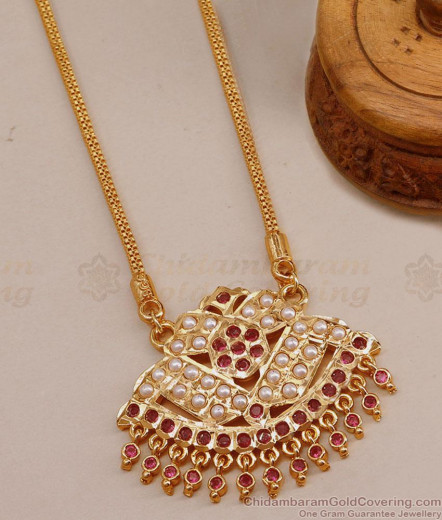 Traditional One Gram Gold Swan Design Impon Multi Color Stone Dollar ...