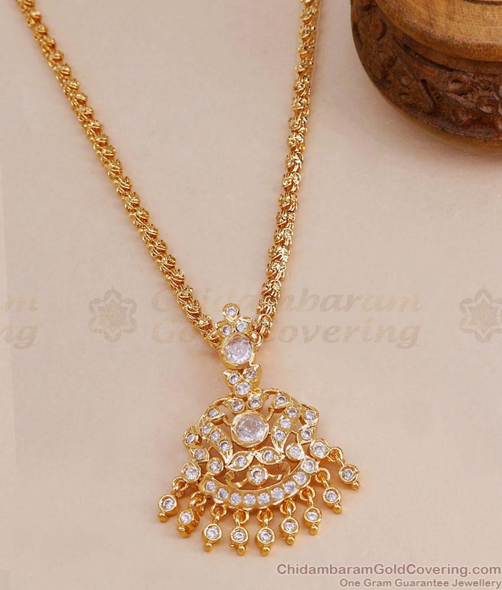 Stylish American Diamond Peacock Pendant Gold Chain 5 Metal Jewelry ...