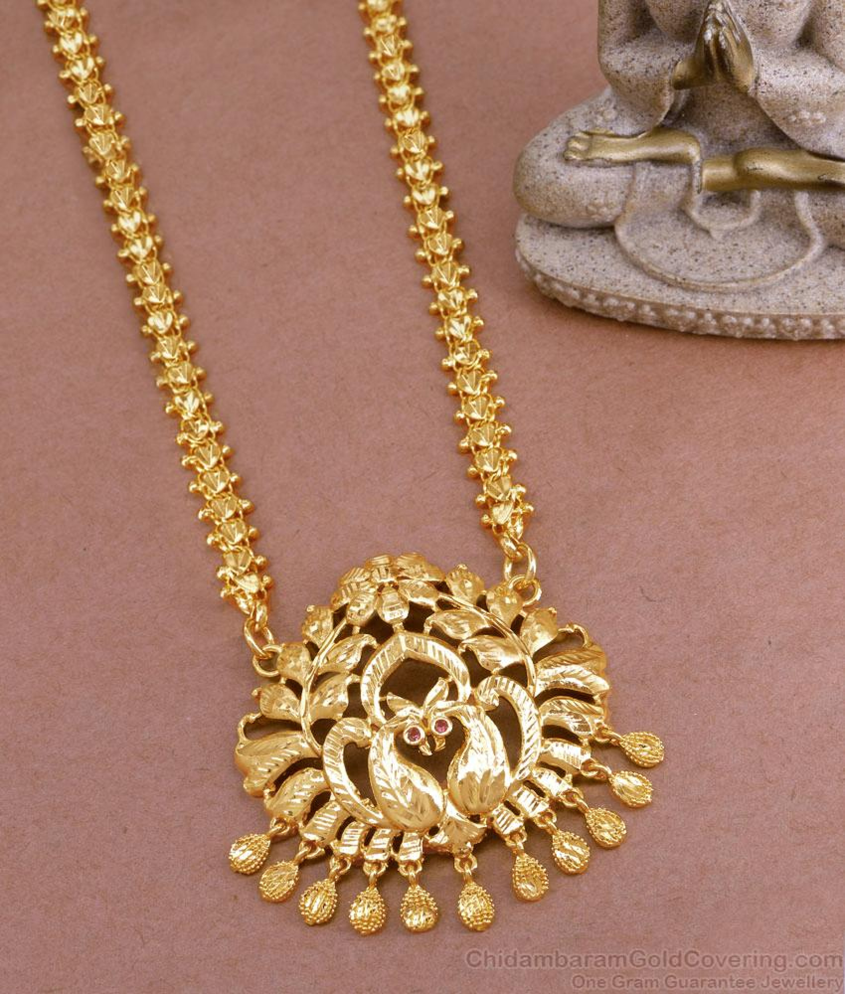 30 Inch Long New Model Swan Design Gold Plated Dollar With Heart Chain ...