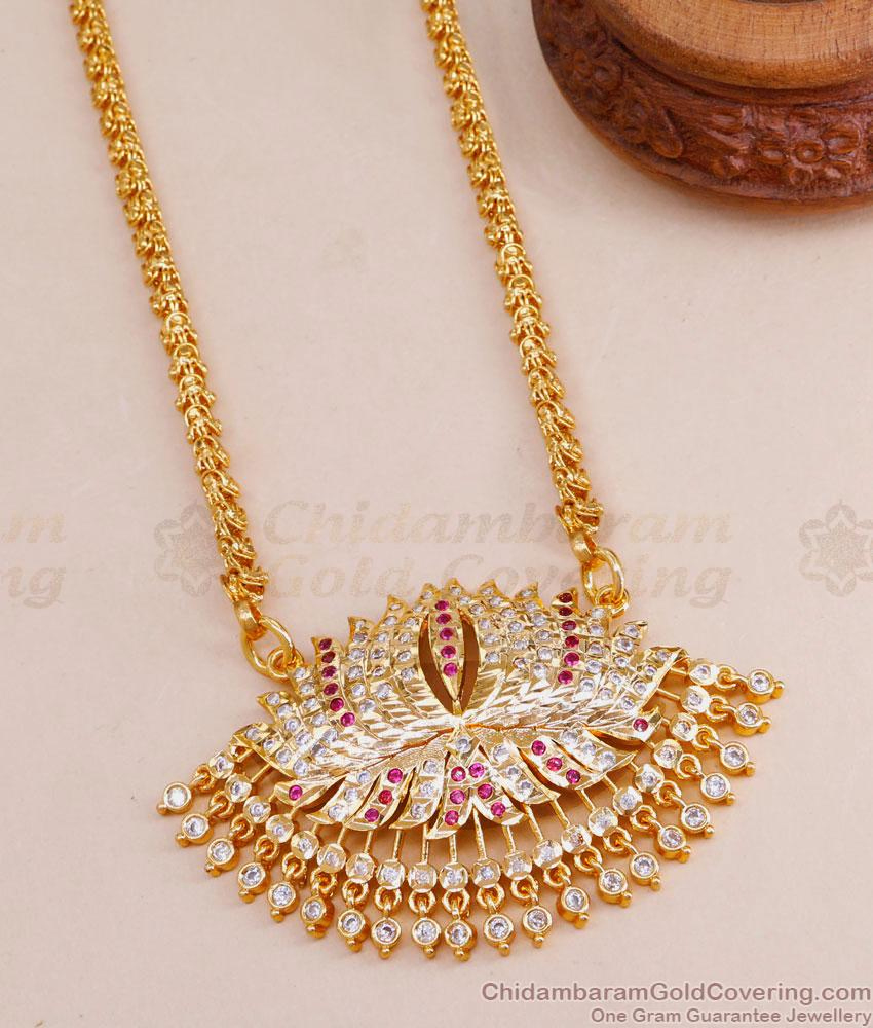 30 Inch Long Real Impon Gold Plated Lotus Dollar Chain For Women ...