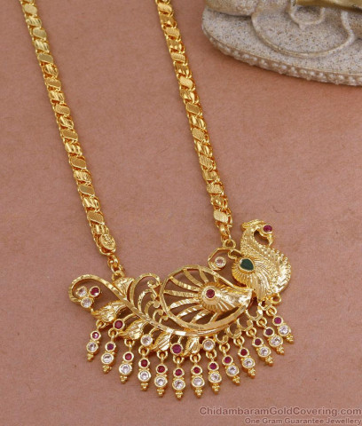One Gram Gold Dollar Chain Multi Stone Visiri Design BGDR874