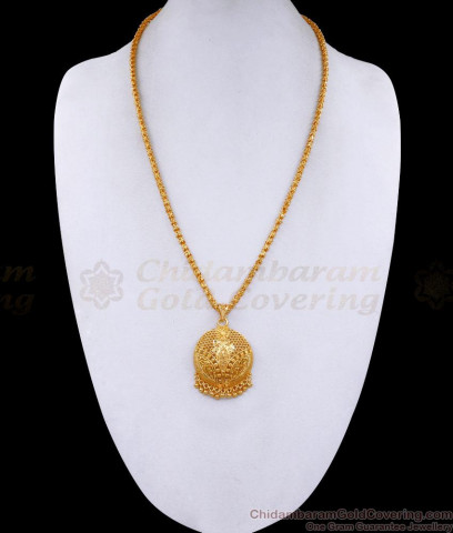 One Gram Gold Cutwork Design Pendant With Long Chain BGDR1224