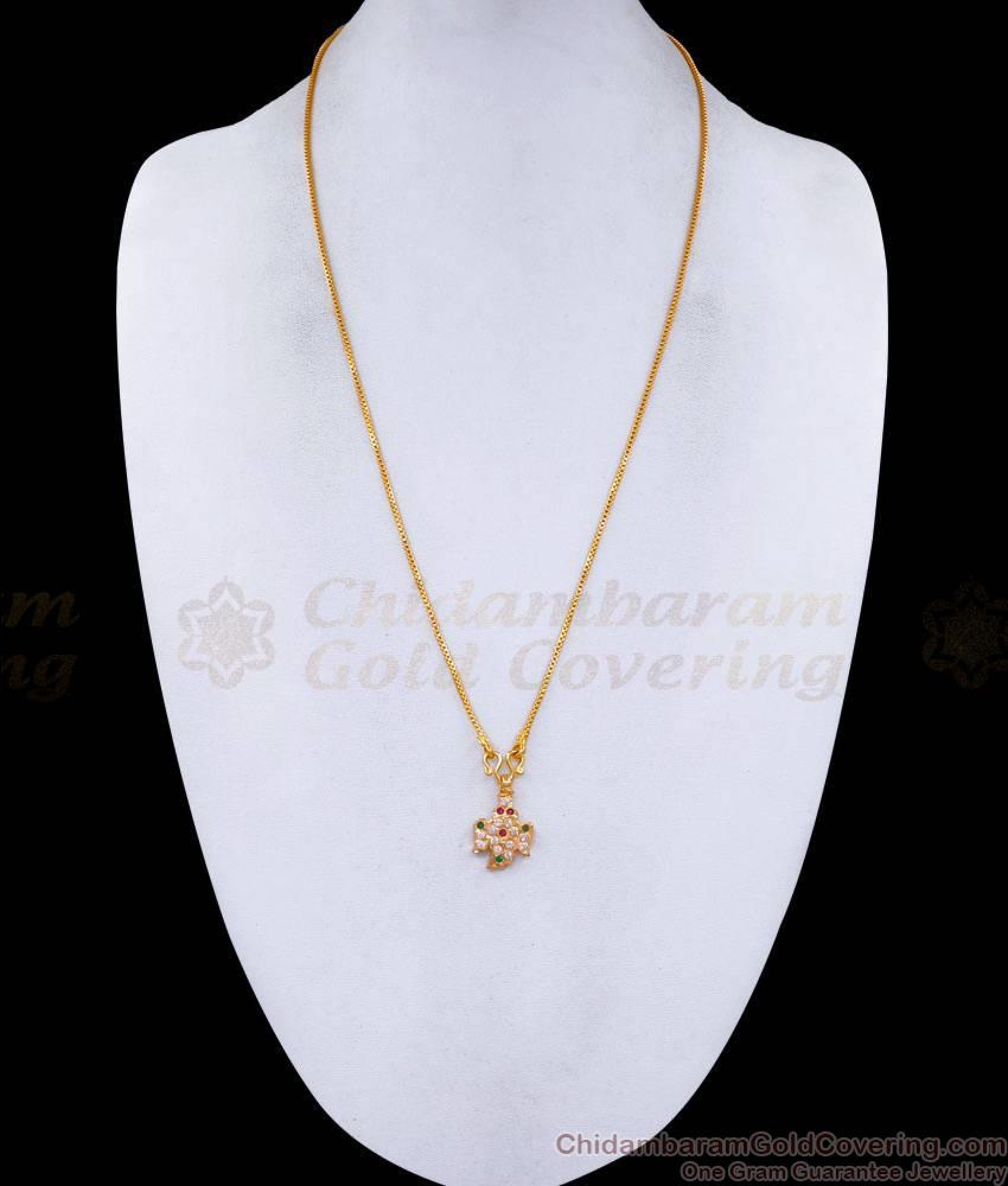 Traditional Small Impon Sangu Pendant With Gold Plated Chain BGDR1412