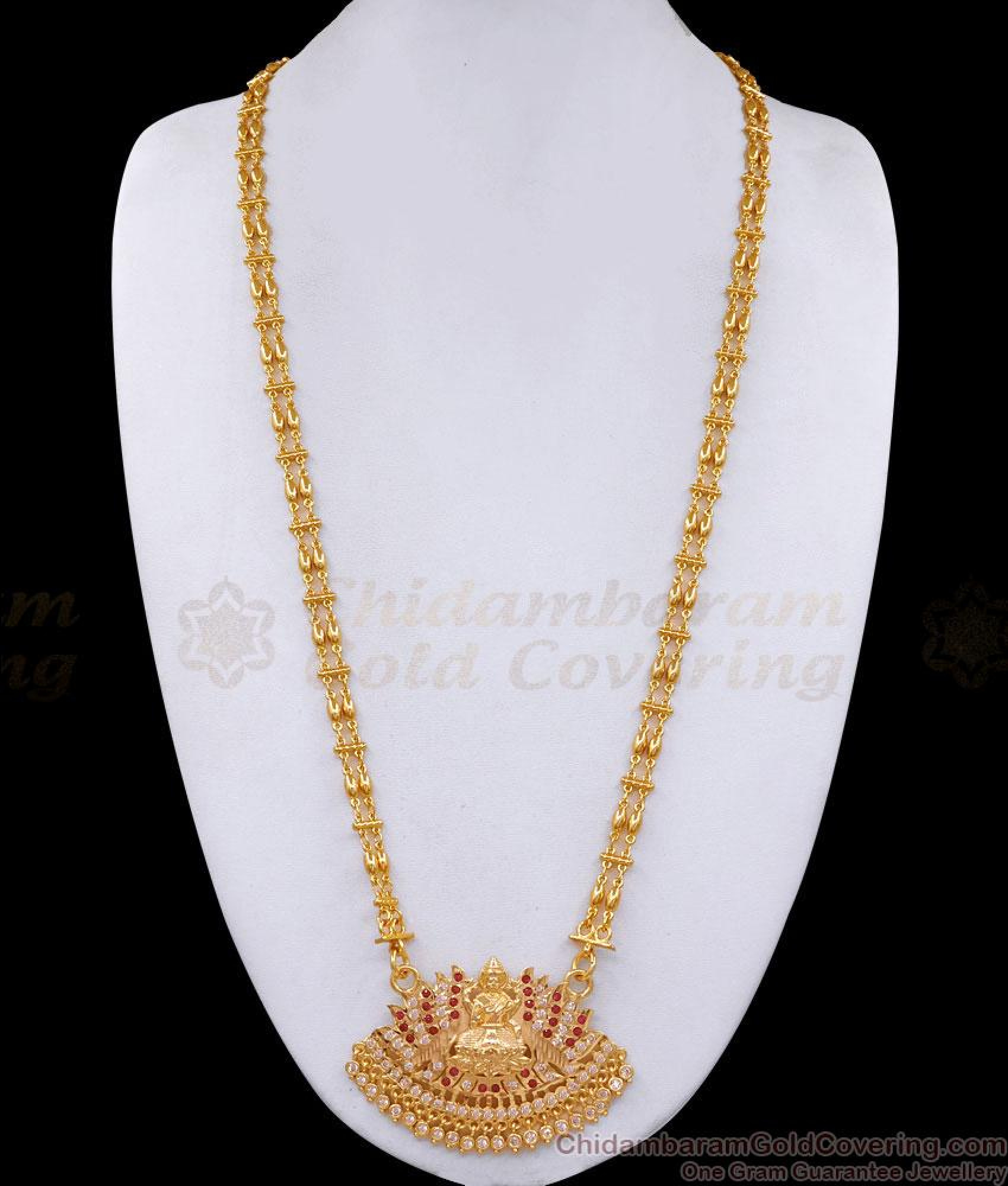30 Inch Long Original Impon Panchaloha Lakshmi Dollar With Golden Beads ...