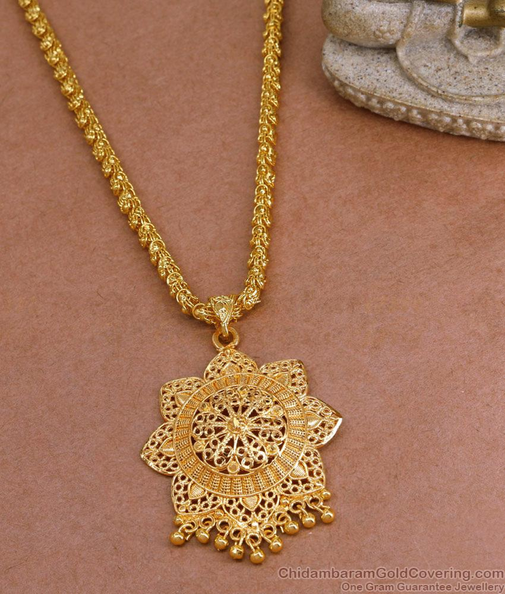 Medium Size Plain Gold Plated Dollar Chain Floral Design Online BGDR1438