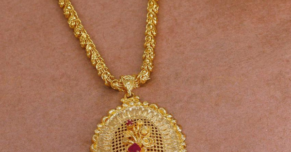 Premium Quality Bollywood Design Gold Plated Dollar Chain With Ruby ...
