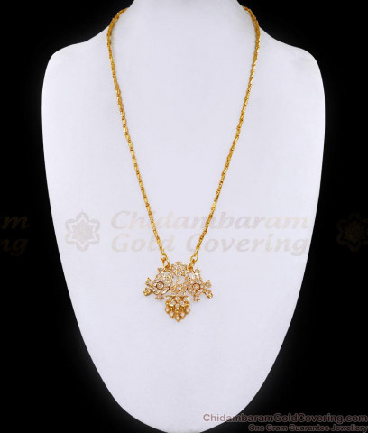 Big Traditional One Gram gold Impon Dollar Chain With Colorful Stones ...