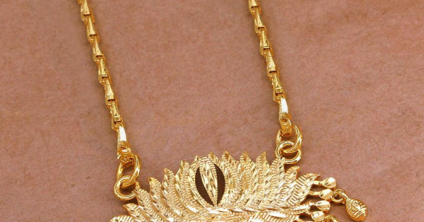 Pure Micro Gold Plated Medium Size Lotus Dollar Chain For Women BGDR1477