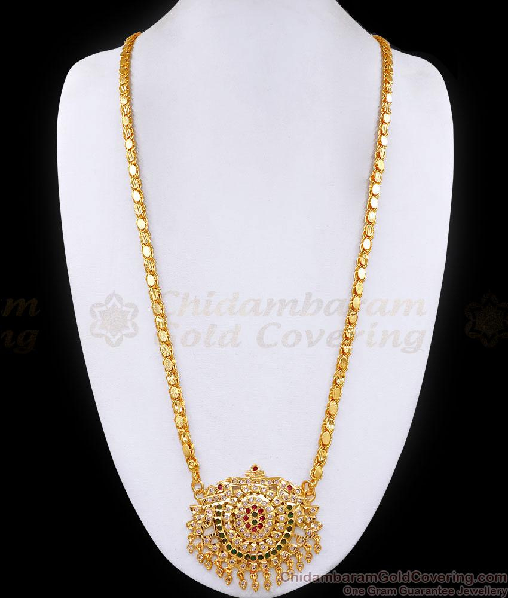 30 Inch Long Premium Quality Peacock Design Impon Dollar Multi Stone ...