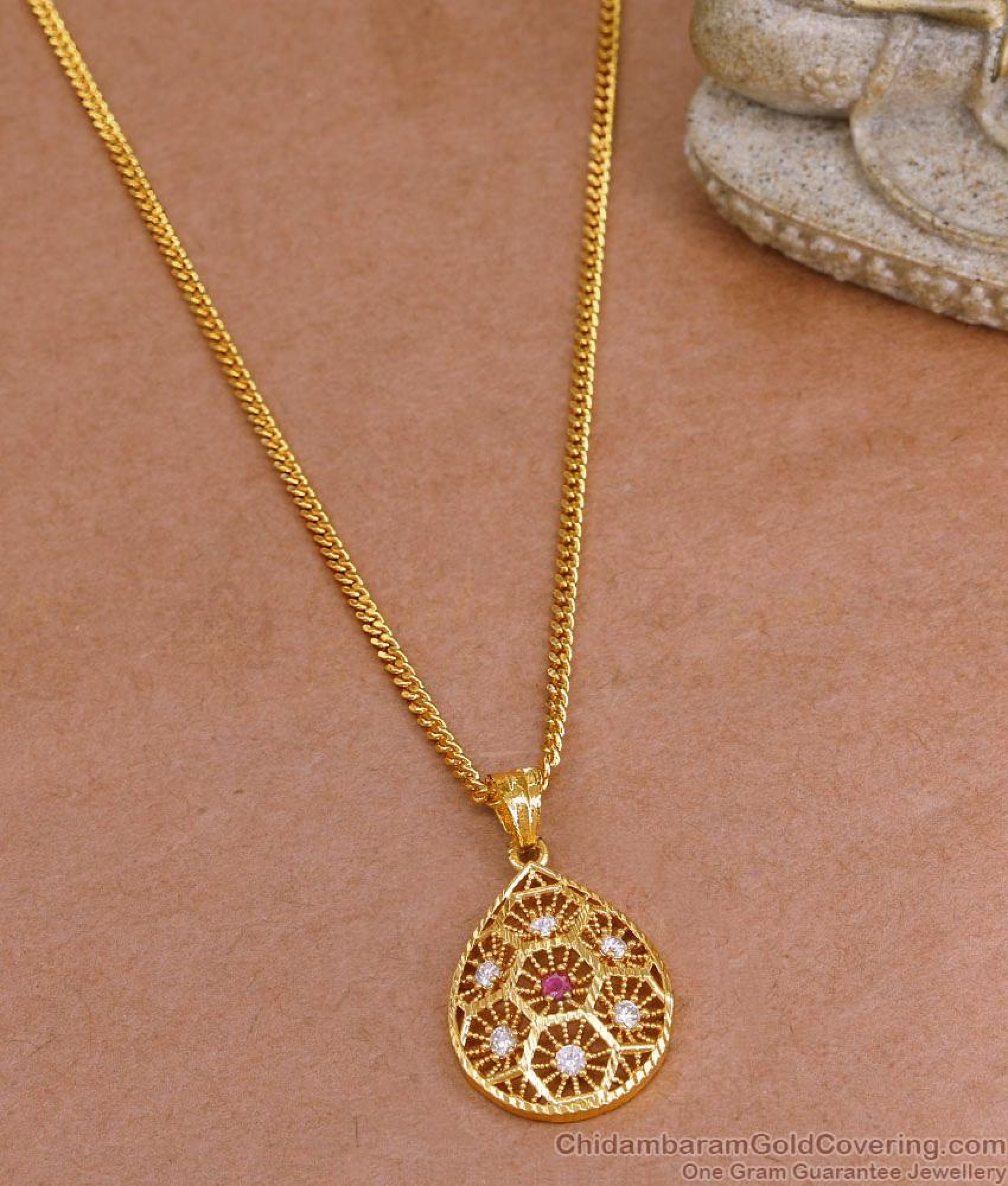 Regular Wear Ad Stone Droplet Gold Dollar Chain Collections Online BGDR1483