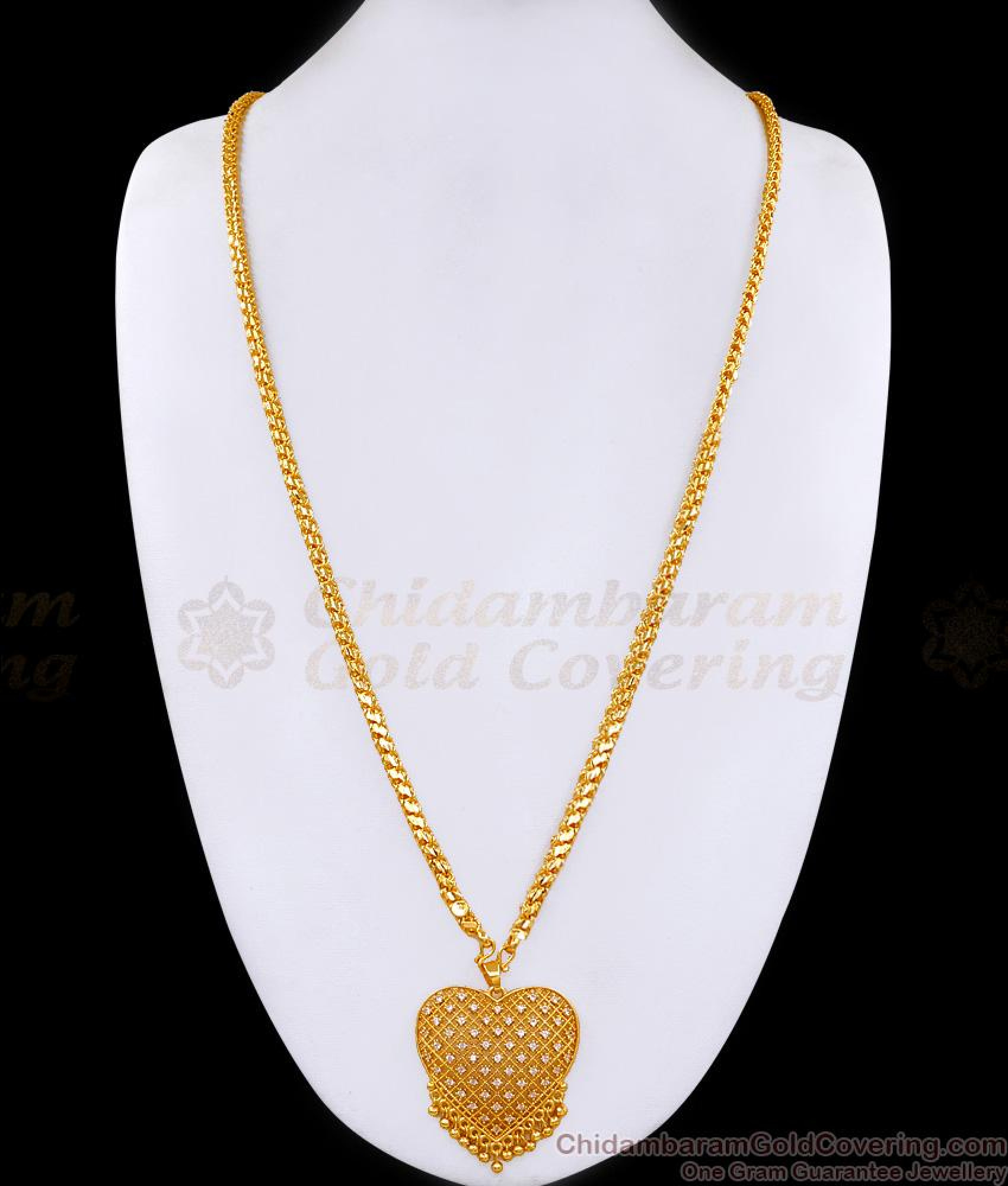 30 Inch Long Big Heart Shaped Stone Dollar With S Cut Chain BGDR1488-Lg