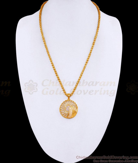 Stylish White Stone Gold Imitation Dollar Chain Design Online BGDR1505