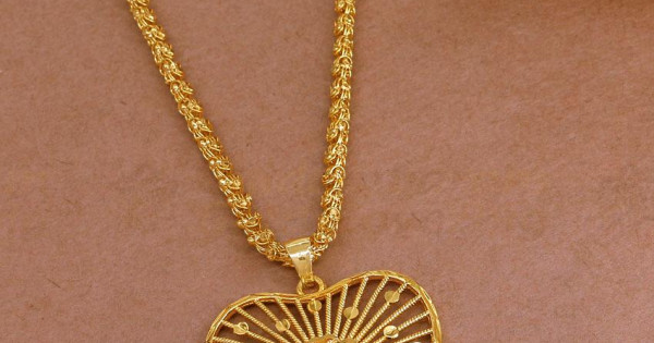 Plain One Gram Gold Heart Shaped Dollar Chain For Regular Wear BGDR1510