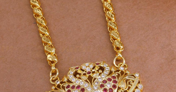 Traditional Dual Swan Stone Dollar S Cut Chain 1 Gram Gold Jewelry BGDR1528