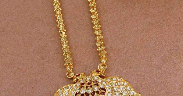 Ruby White Gati Stone Peacock Impon Dollar Chain For Women BGDR1533
