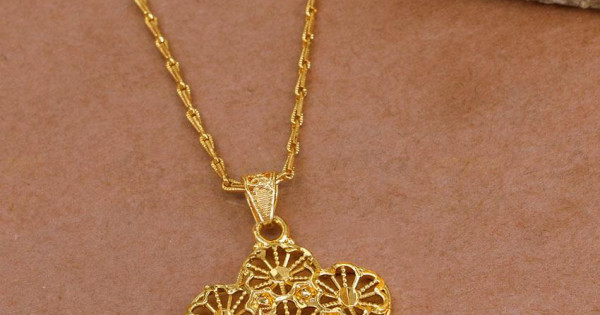 Elegant Flower Design Micro Gold Plated Dollar Chain For Women BGDR1551