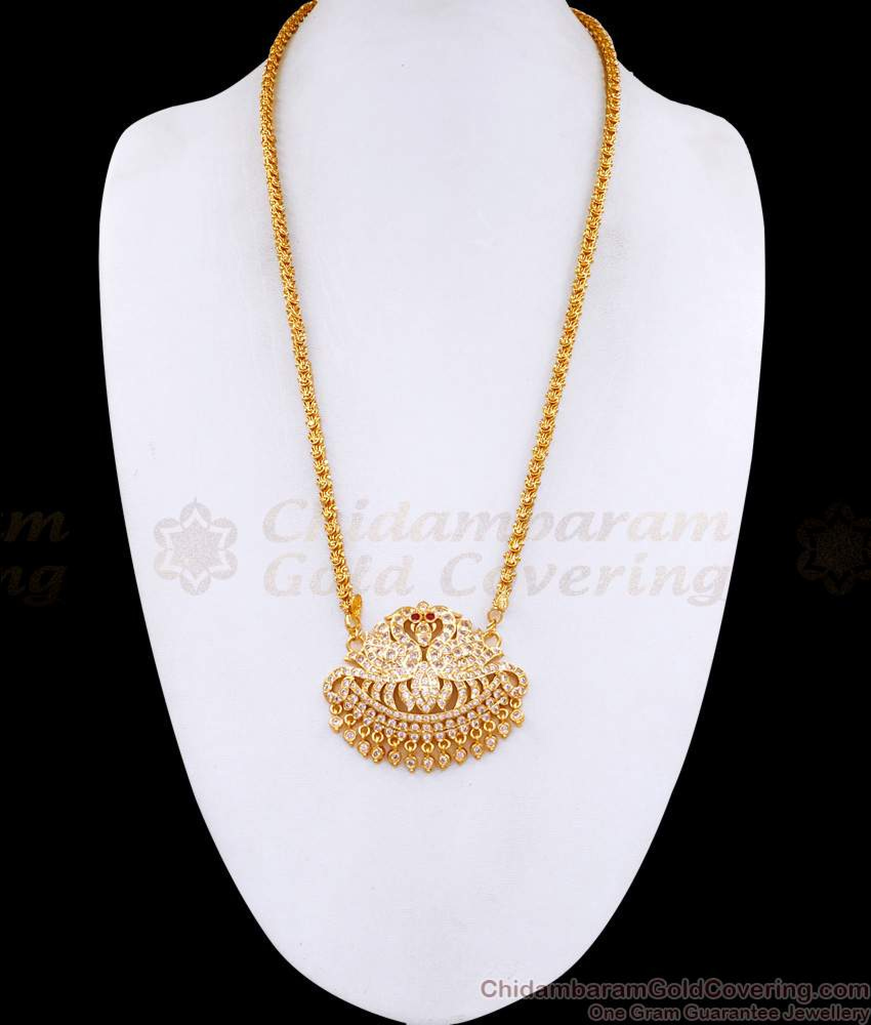 Latest Dual Peacock Design Impon Stone Dollar Chain Wedding Collection ...