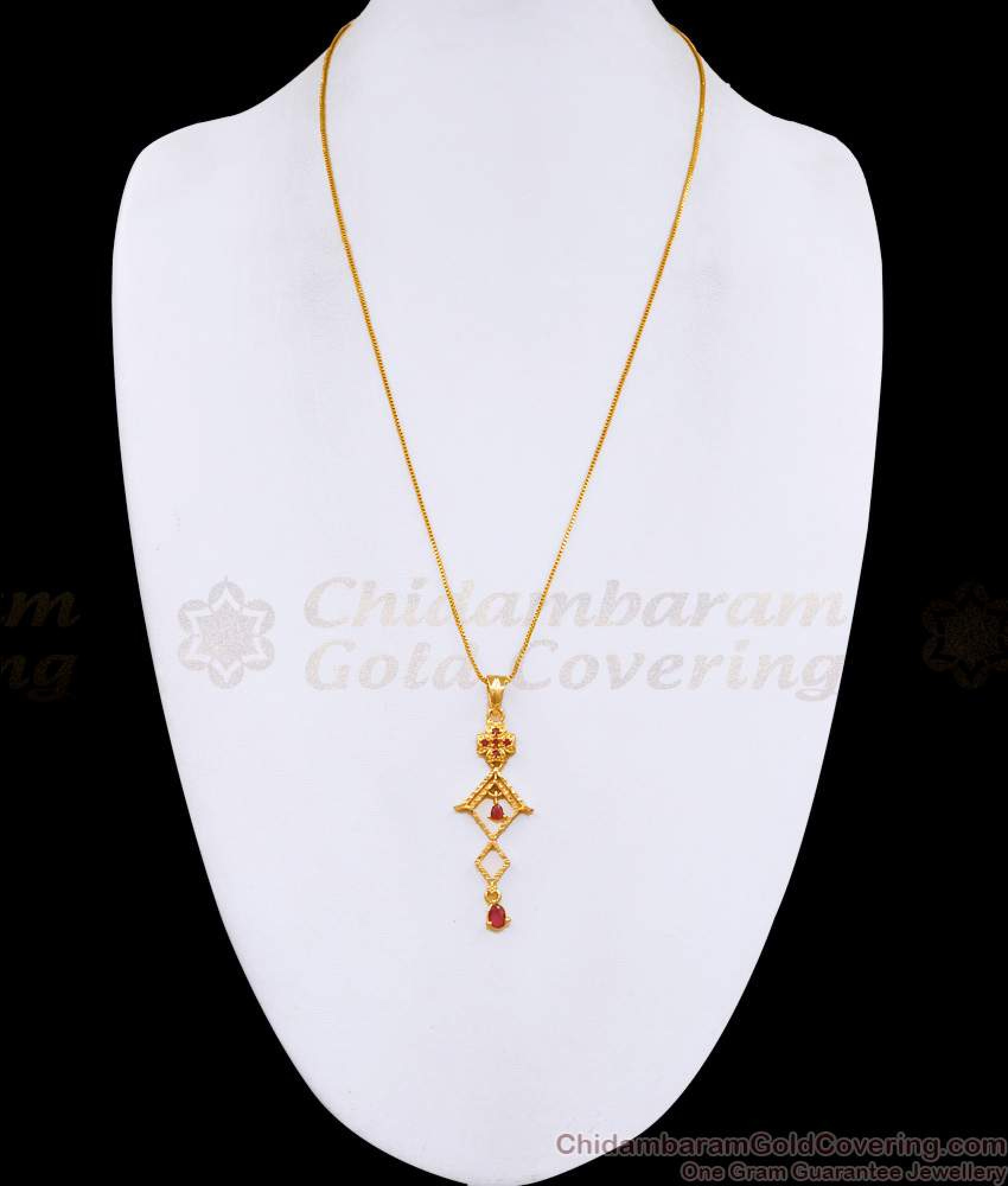Buy Daily Wear Ruby Stone Dollar Chain Gold Imitation Jewelry Online ...