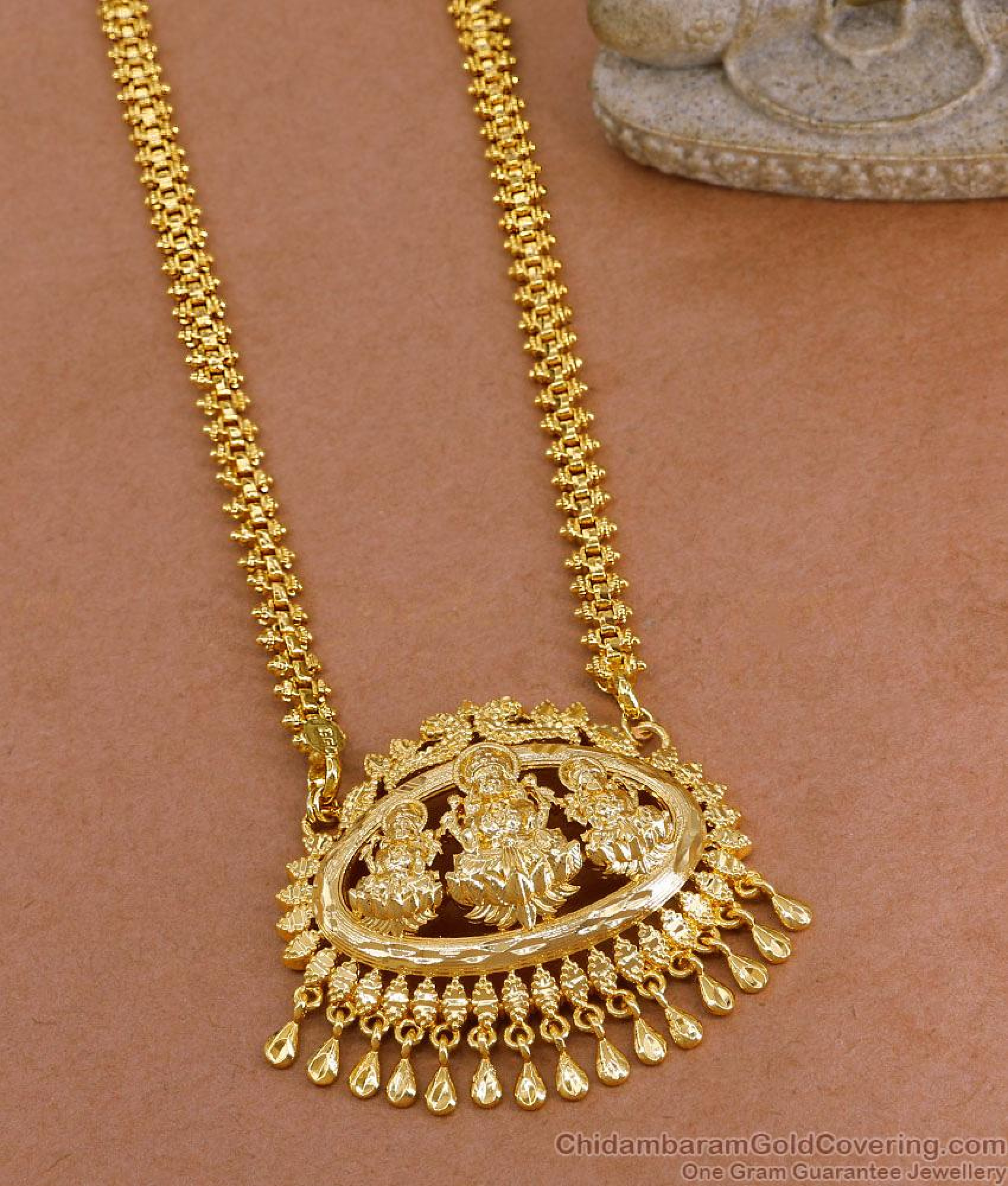 High Quality Micro Gold Polish Gajalakshmi Dollar Chain Wedding Jewelry ...