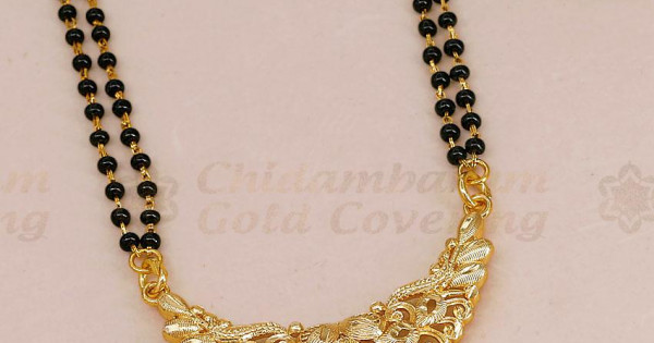 30 Inch Long Black Beaded 2 Line Mangalsutra Chain For Married Women ...