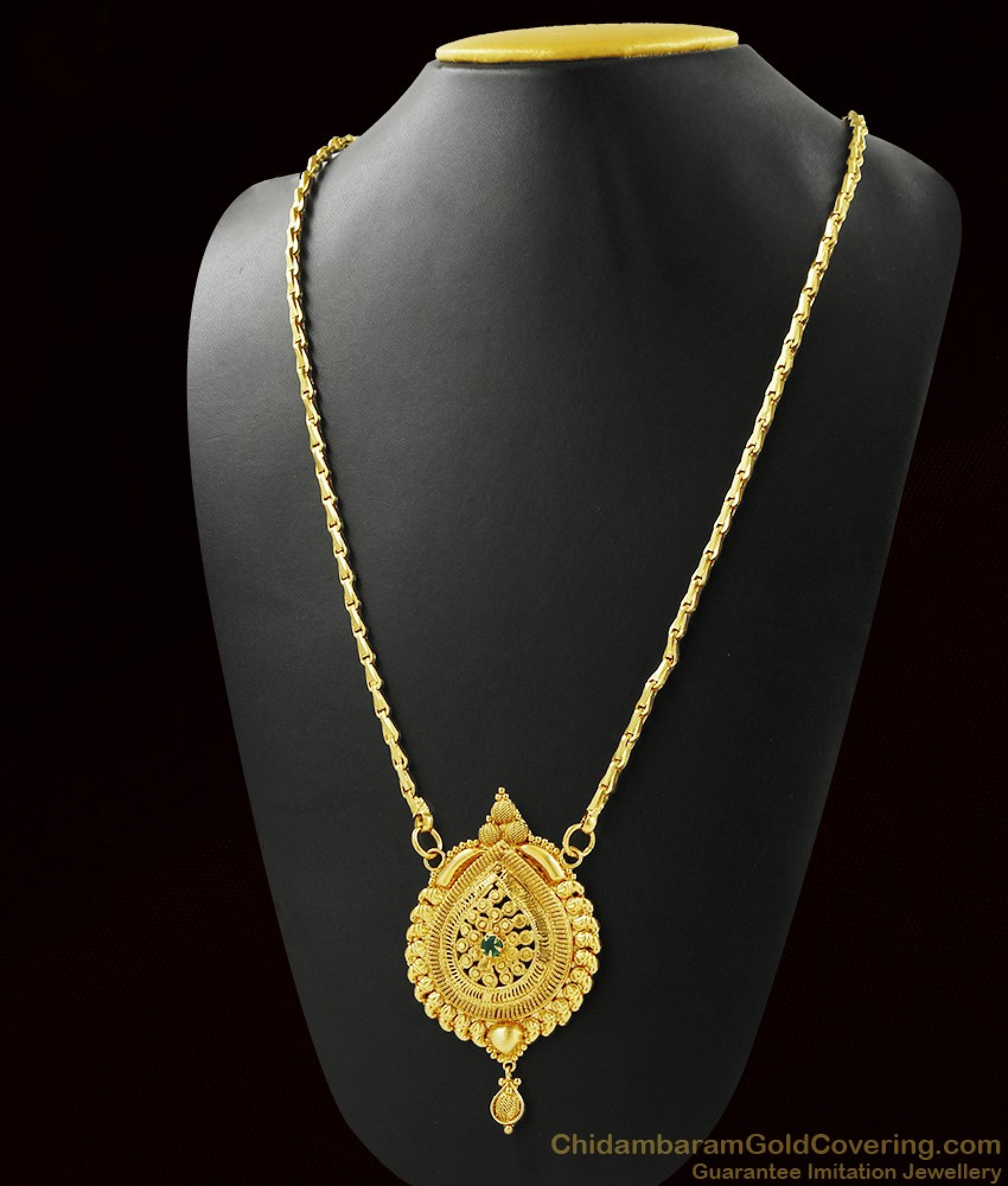 One Gram Gold Plated Green Imitation Dollar Chain