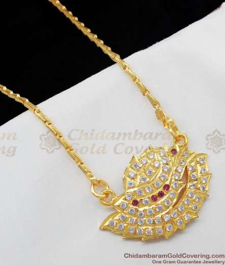 Vishnu Sangu Design Impon Multi Stone Gold Dollar Chain At Low Price ...