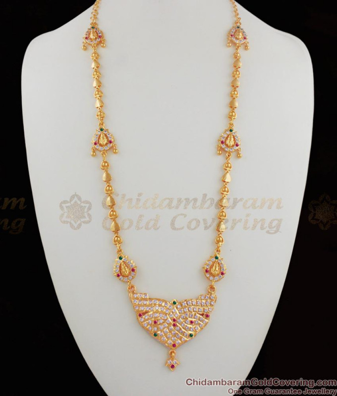 Kasu Malai, Ruby Stone Gold Plated Aaram, American Diamond Aaram ...