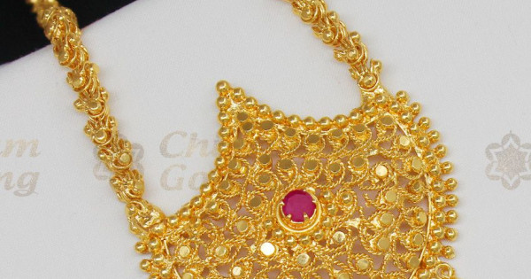 Back Chain Haram Pattern Single Ruby Stone Gold Imitation Dollar Chain ...