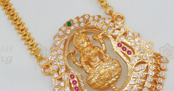 Attractive Gold Impon Lakshmi Model Dollar Chain With Multi Color ...