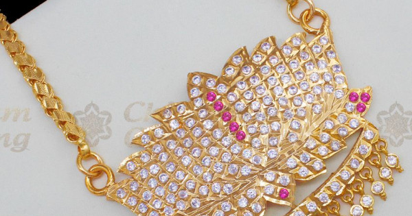 High Look Impon Traditional Lotus Model With Multi Color Stones Gold ...