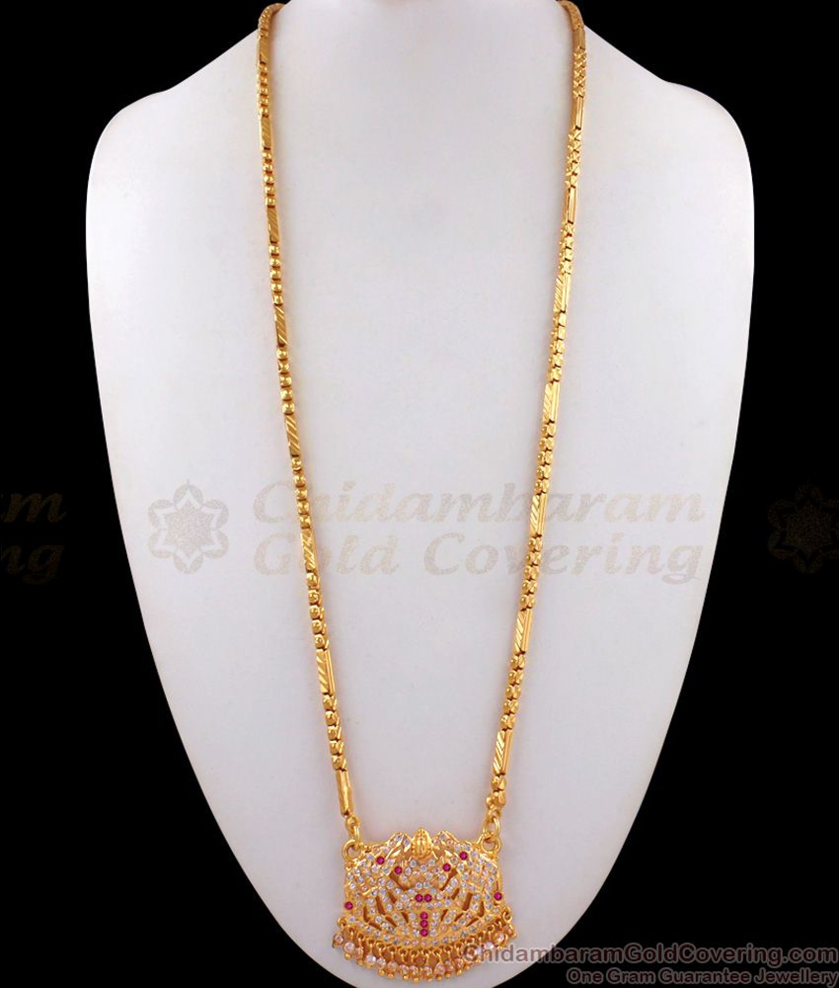 30 Inches Long GajaLakshmi Devi Dollar Chain Gold Tone Imitation ...