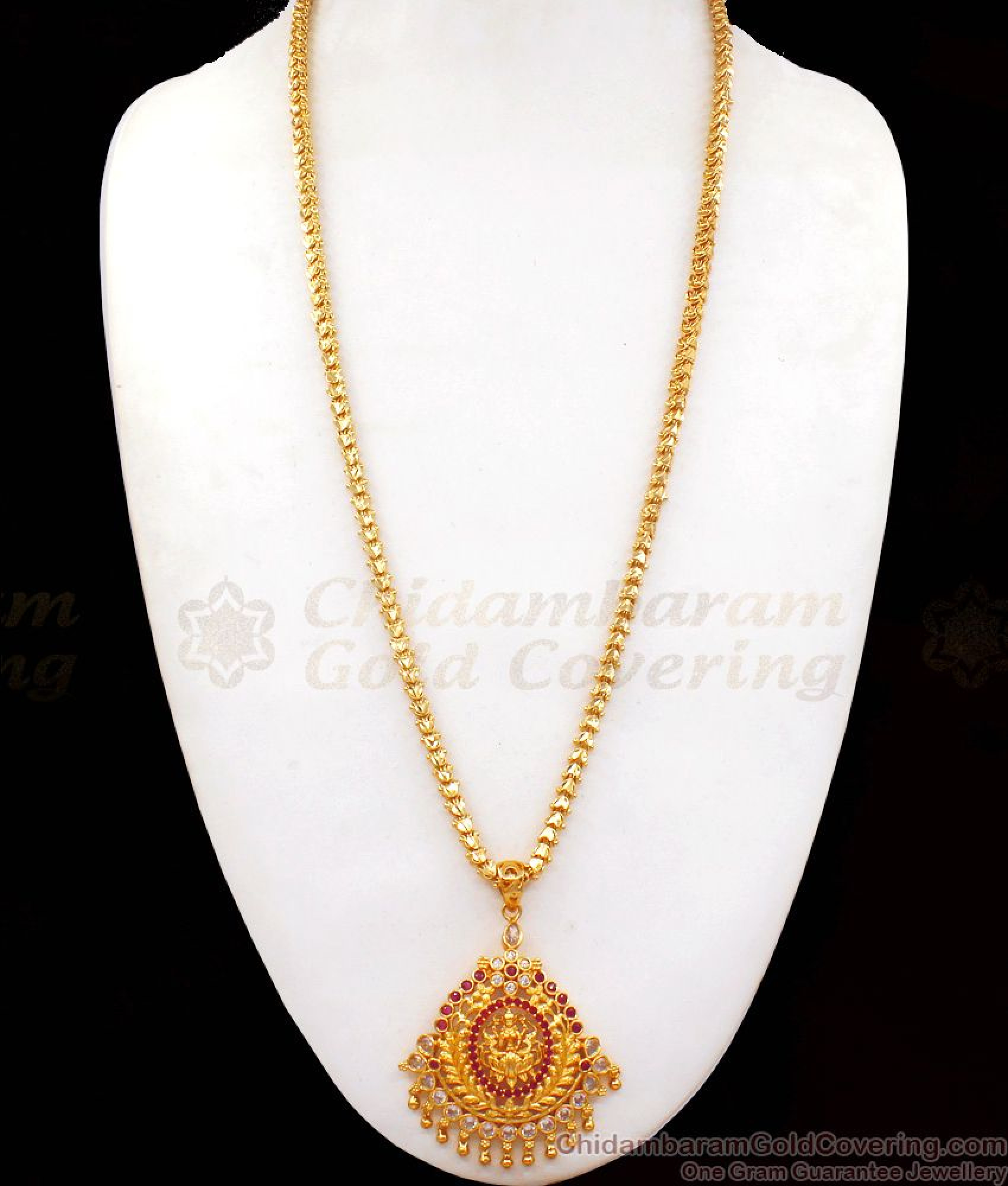 Buy Traditional Lakshmi Dollar Ruby Stone Gold Chain BGDR706