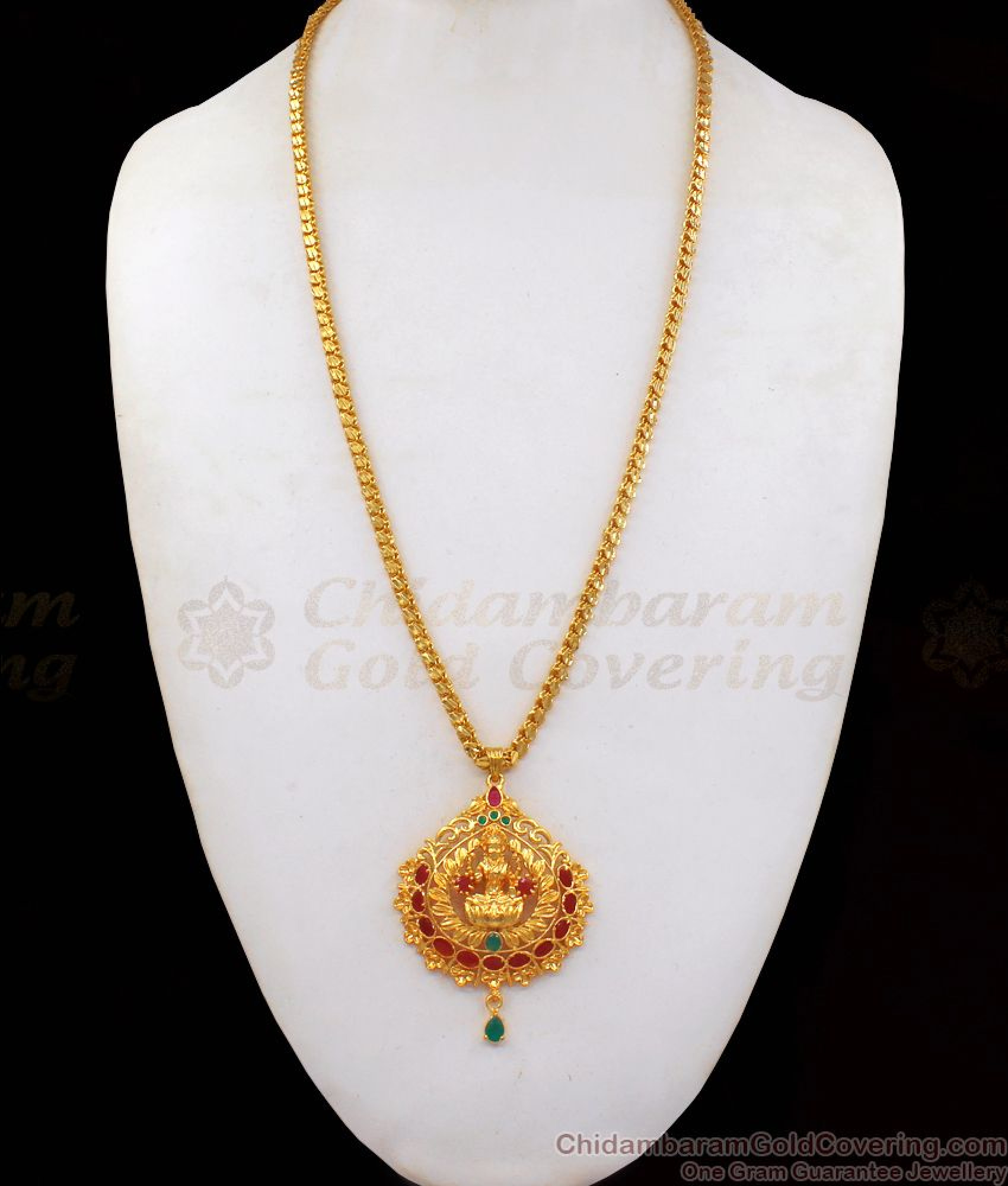 Long Chain with Lakshmi Pendant photo | Antique bridal jewelry, Gold ...