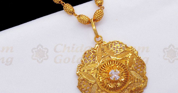 Stylish One Gram Gold Dollar Chain White Stone Jewelry for Women BGDR851