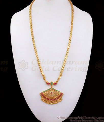 Unique Handmade Multi Stone Gold Plated Dollar Chain For Ladies Daily ...