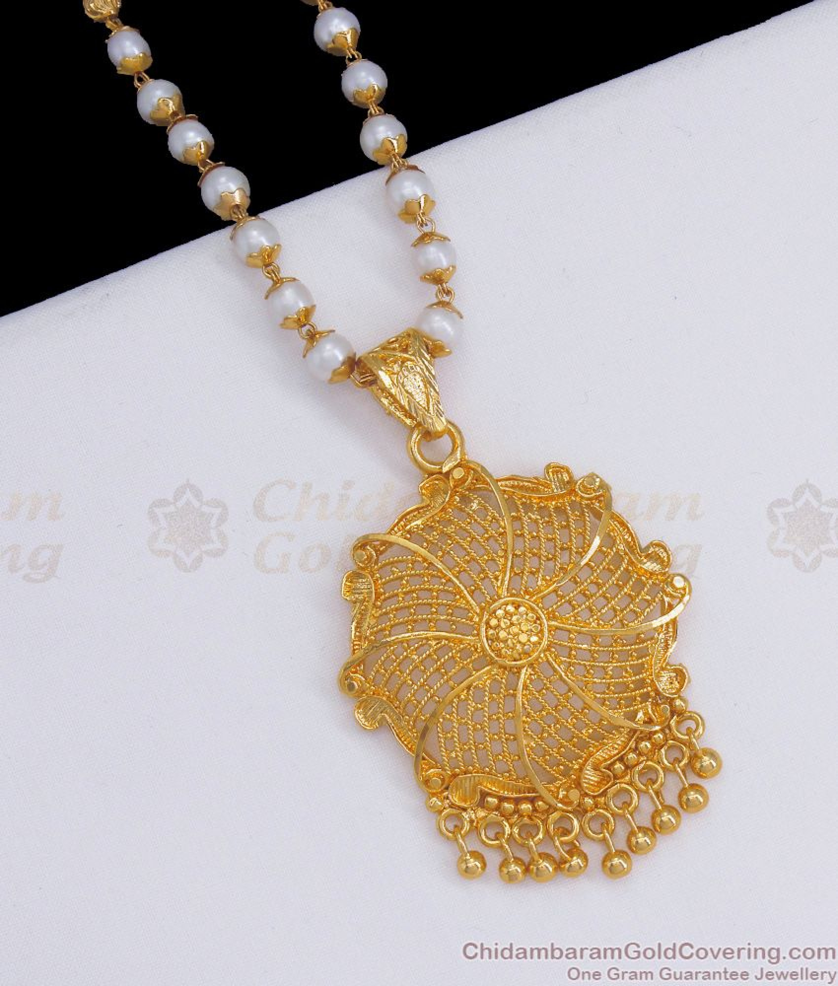 One Gram Gold Dollar Pearl Chain Daily Use Collection Online BGDR882
