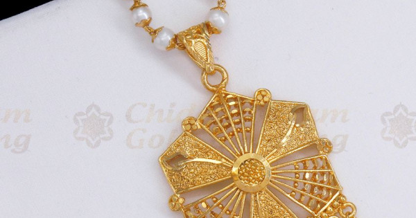 24K Gold leaf Design Dollar With Pearl Chain BGDR884