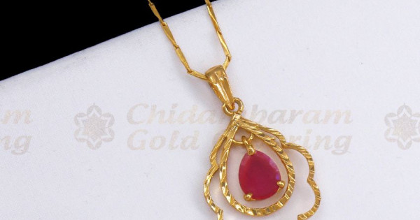 Heart Design Ruby Stone Gold Dollar Chain Office Wear BGDR898
